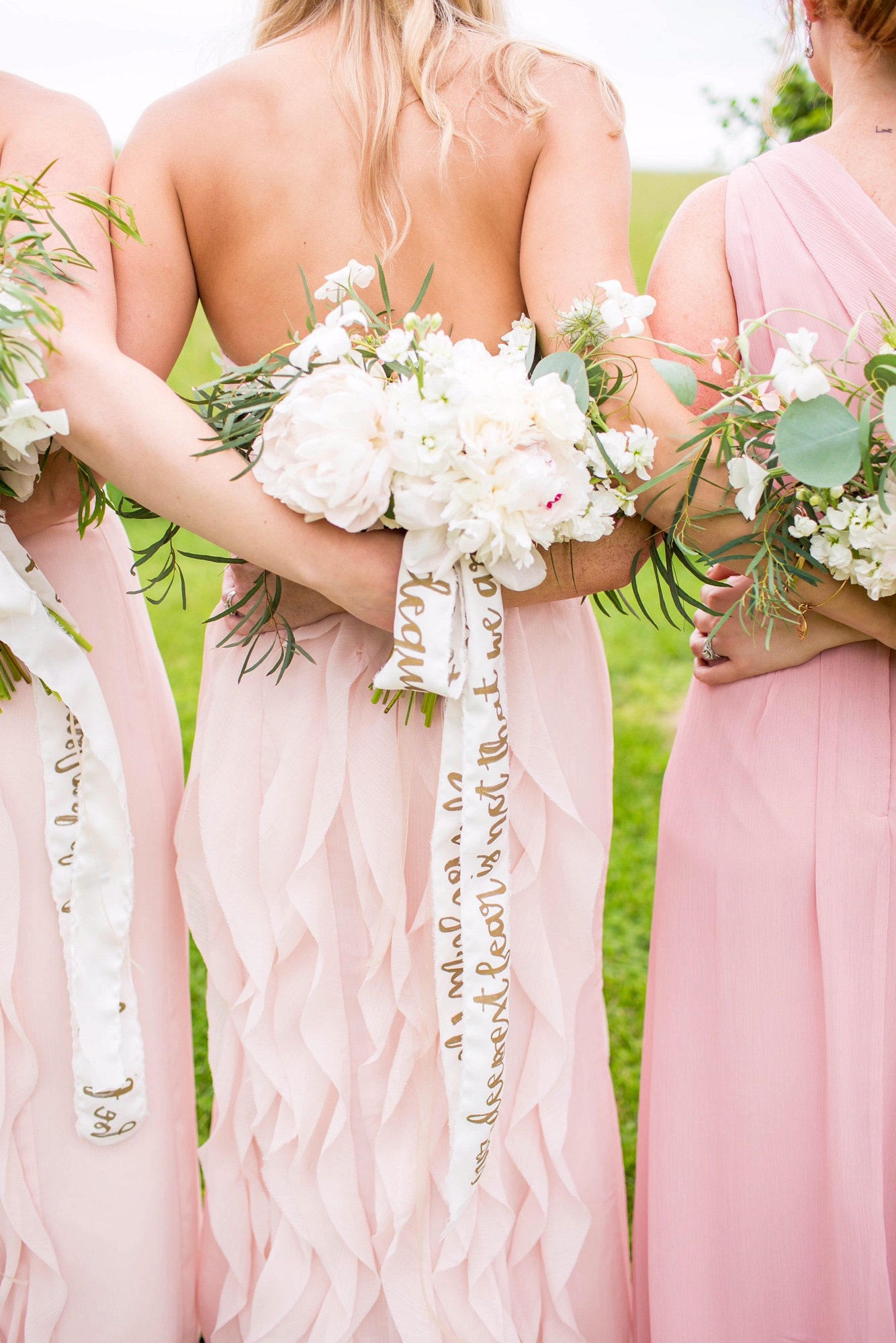 Handlettered Bridesmaid Bouquet Ribbons; Calligraphy Ribbon; Bridesmaid ...