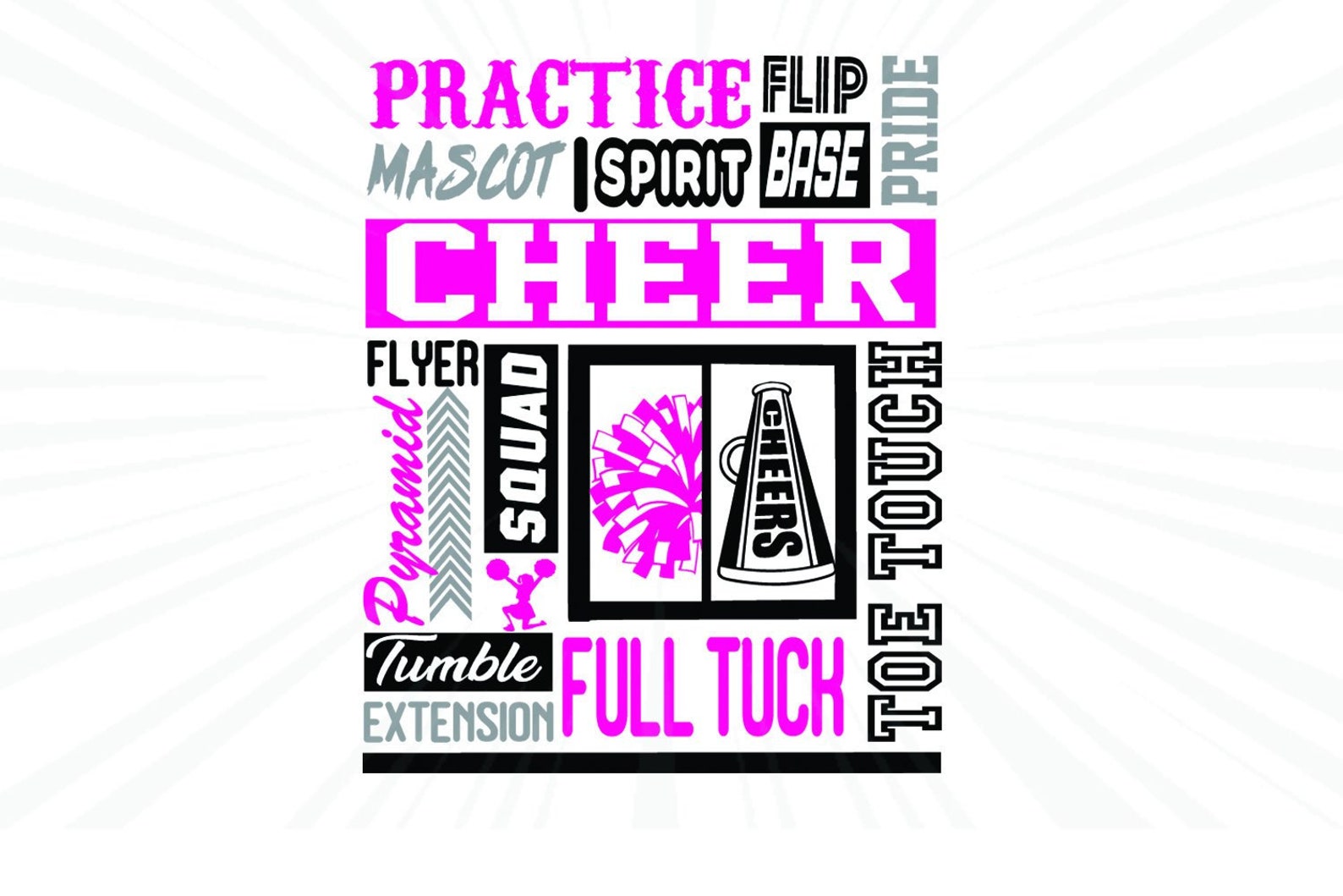 Cheer SVG Word Art Svg Dxf Eps Subway Art Cut File Cricut | Etsy