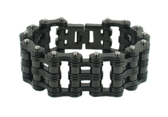 All Black 1 Inch Wide Unisex Stainless Steel Motorcycle Chain - Etsy
