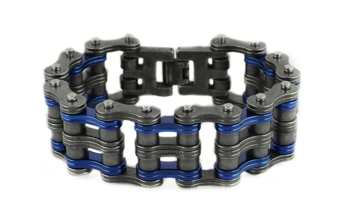 1 Inch Wide Two Tone Distressed Finish Candy Blue Links Unisex ...