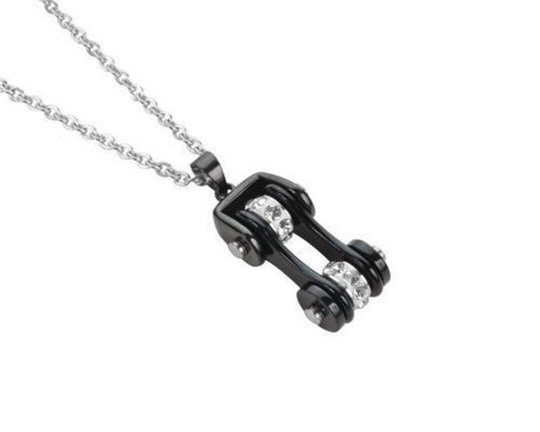 Heavy Metal Woman's Biker Stainless Steel Bike Chain Necklace Black USA ...