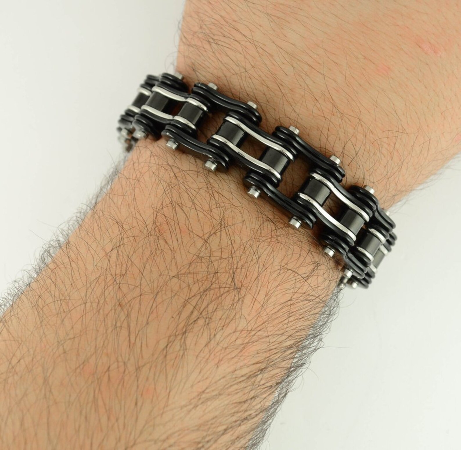 Heavy Metal Biker Jewelry Black Silver Tone Bike Chain - Etsy