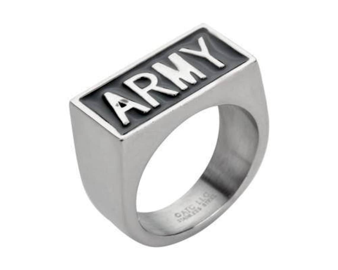 Gents Army Ring Stainless Steel Military Jewelry | Etsy