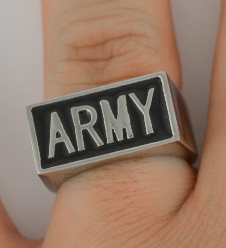 Gents Army Ring Stainless Steel Military Jewelry | Etsy
