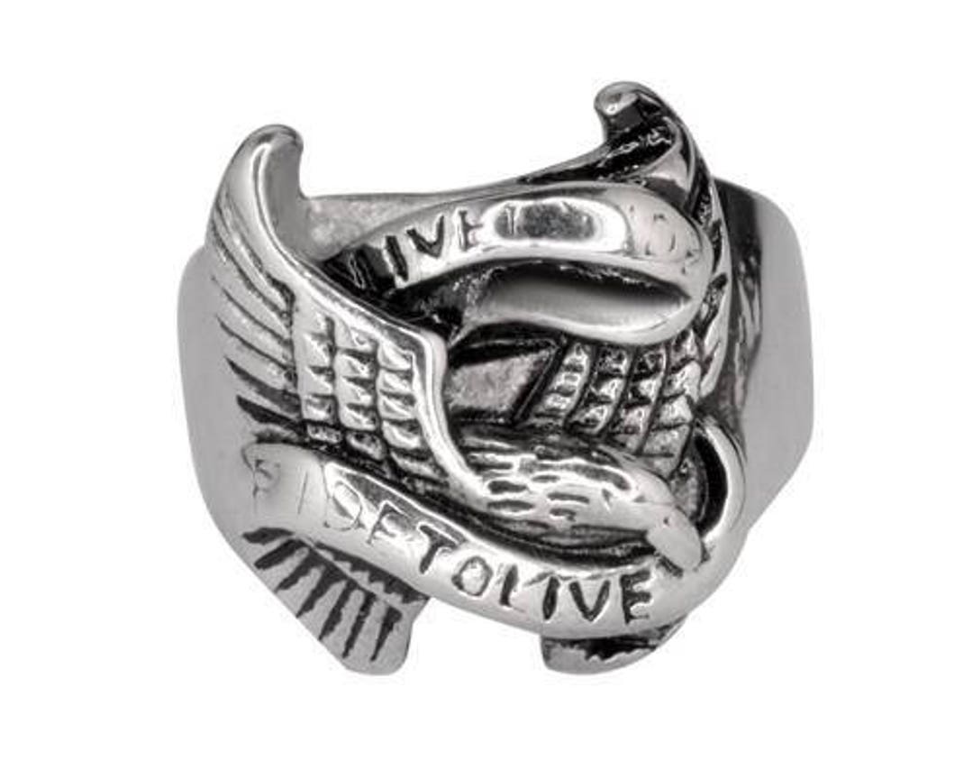 Gents Stainless Steel Live to Ride Ring Motorcycle Jewelry - Etsy