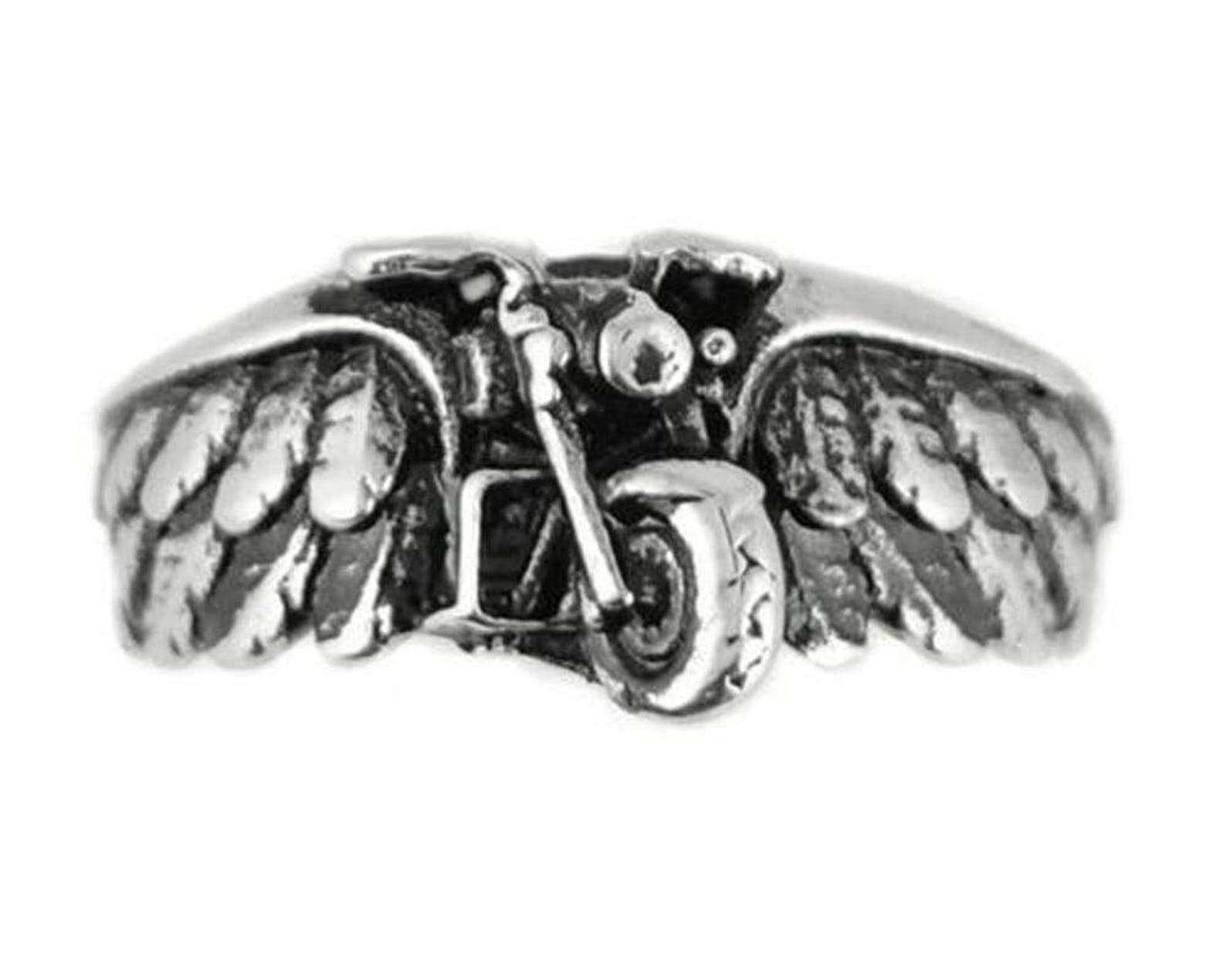 Men's and Ladies Motorcycle Angel Wing Ring Biker Angel - Etsy