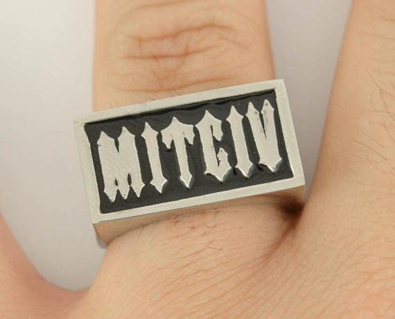 Heavy Metal VICTIM Forehead Marking Biker Jewelry Ring Stainless Steel ...