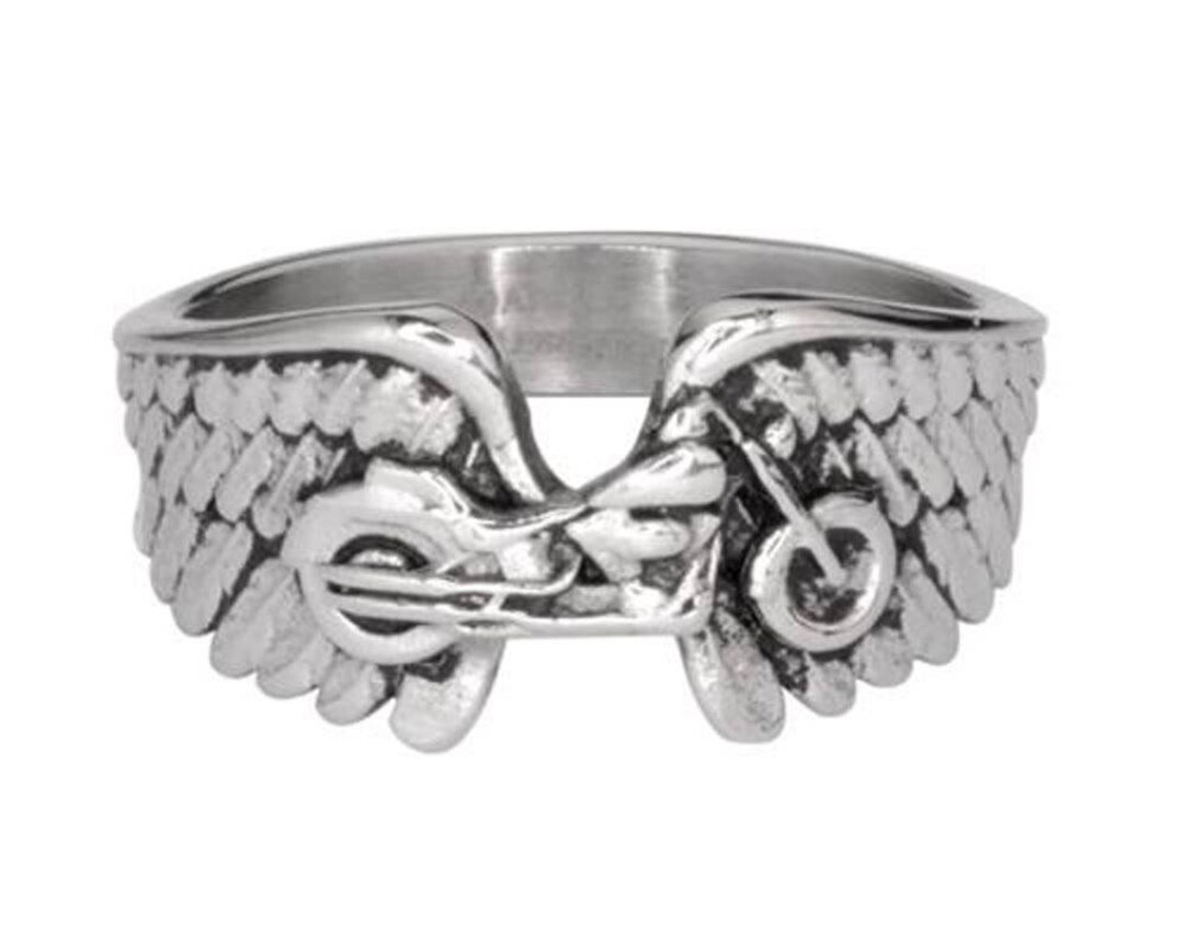 Ladies Angel Wing Bike Motorcycle Ring Lady Biker Heavy Metal Jewelry ...