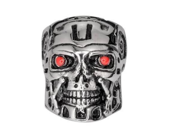 Gents Terminator Robot Red Eyes Ring Stainless Steel | Etsy