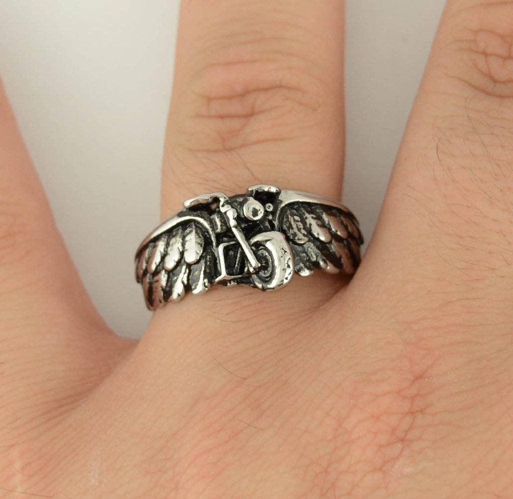 Heavy Metal Motorcycle Angel Wing Ring Biker Ladies and | Etsy