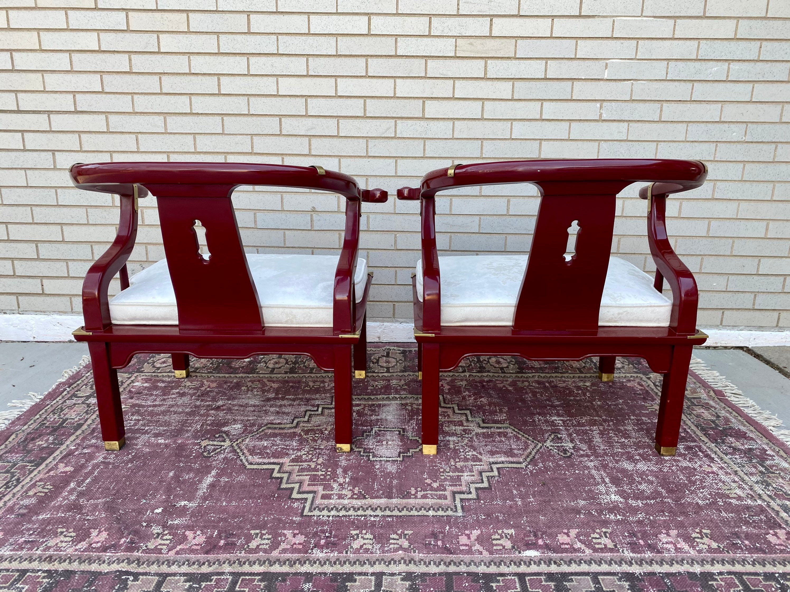 Vintage Pair of James Mont Ming Chairs in Red Lacquer Just | Etsy