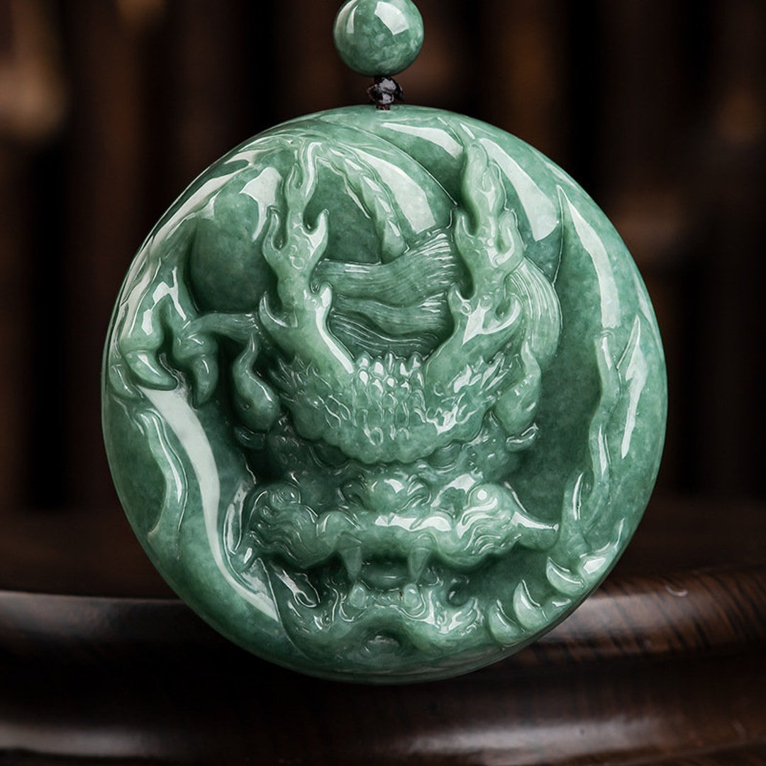 Jadeite Dragon, Natural Jade Zodiac Dragon Jade Pendant Charm Jewelry ...
