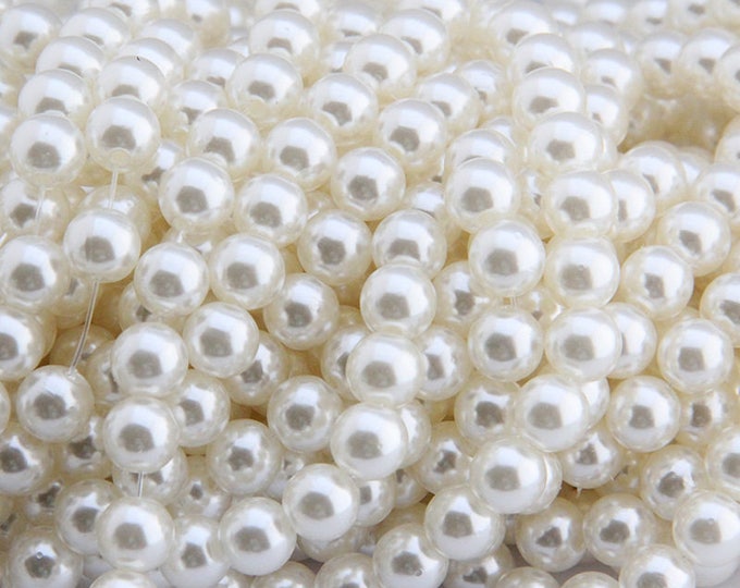 White Imitation Pearl Beads, Acrylic Pearl Bead, Faux Cream Pearl, Bulk ...