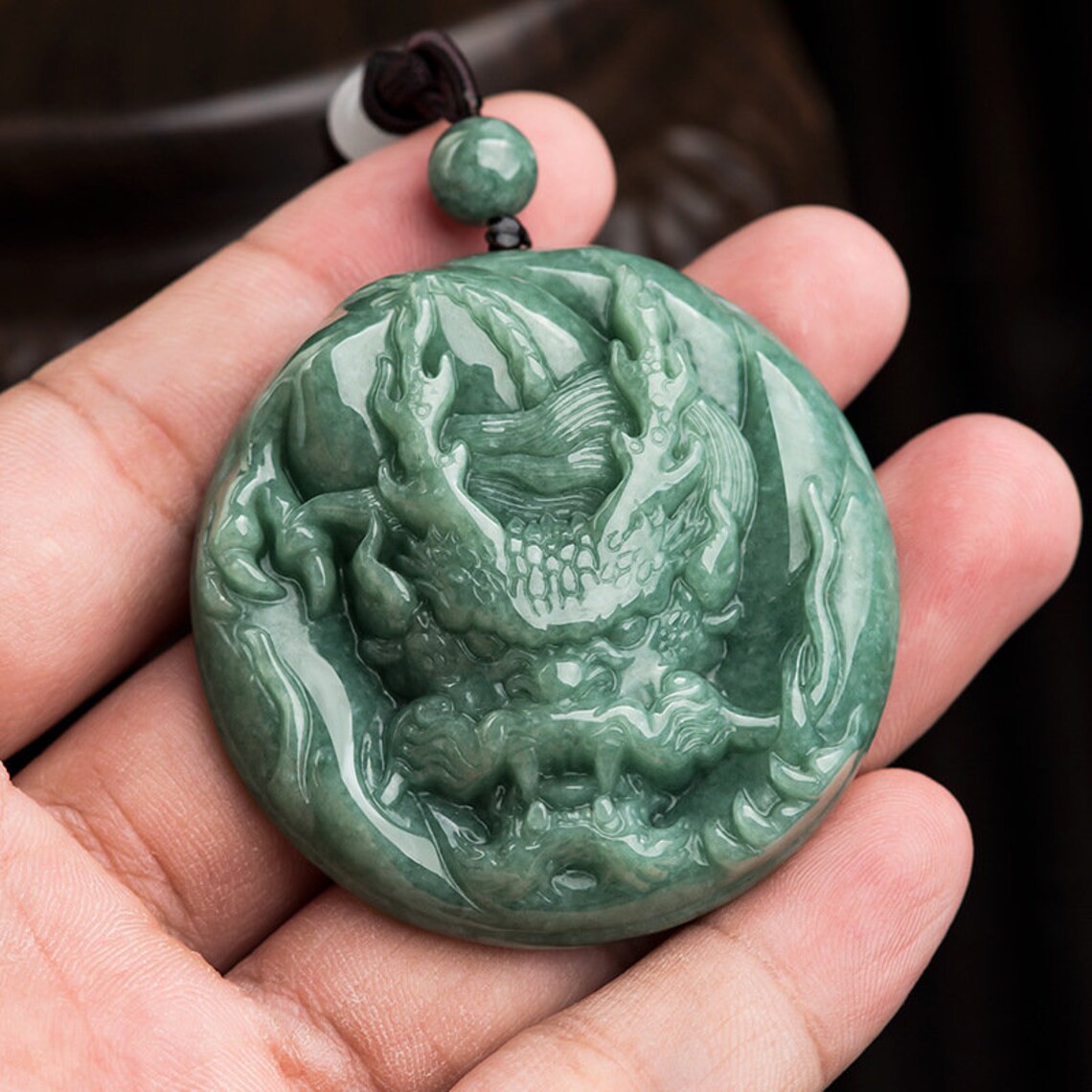 Jadeite Dragon, Natural Jade Zodiac Dragon Jade Pendant Charm Jewelry ...