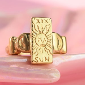 The Sun Tarot Card Ring - Gold Sun Ring - Etsy