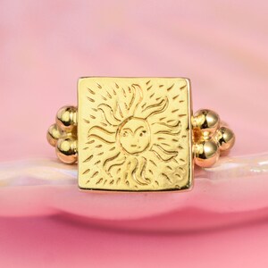 Sun ring square solar ring | Etsy
