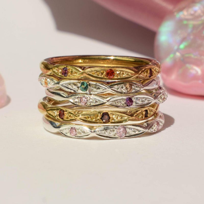 Gemstone Stacking Rings - Etsy