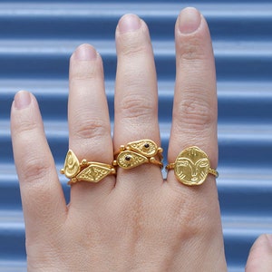 Gold Face Ring - Round Ring - Everyday Wear Ring - Etsy