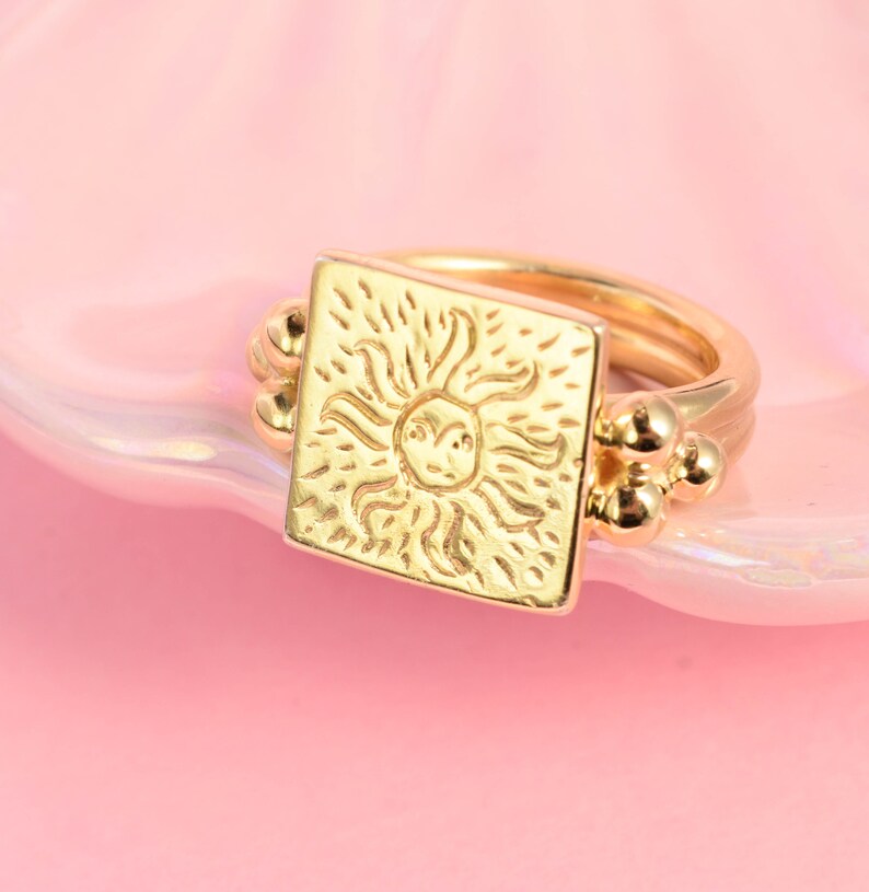 Sun Ring Square Solar Ring - Etsy