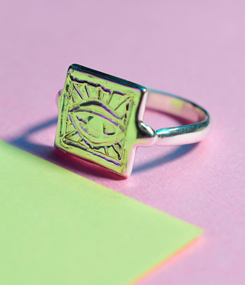 Gold Eye Ring Evil Eye Ring Gold Square Ring - Etsy