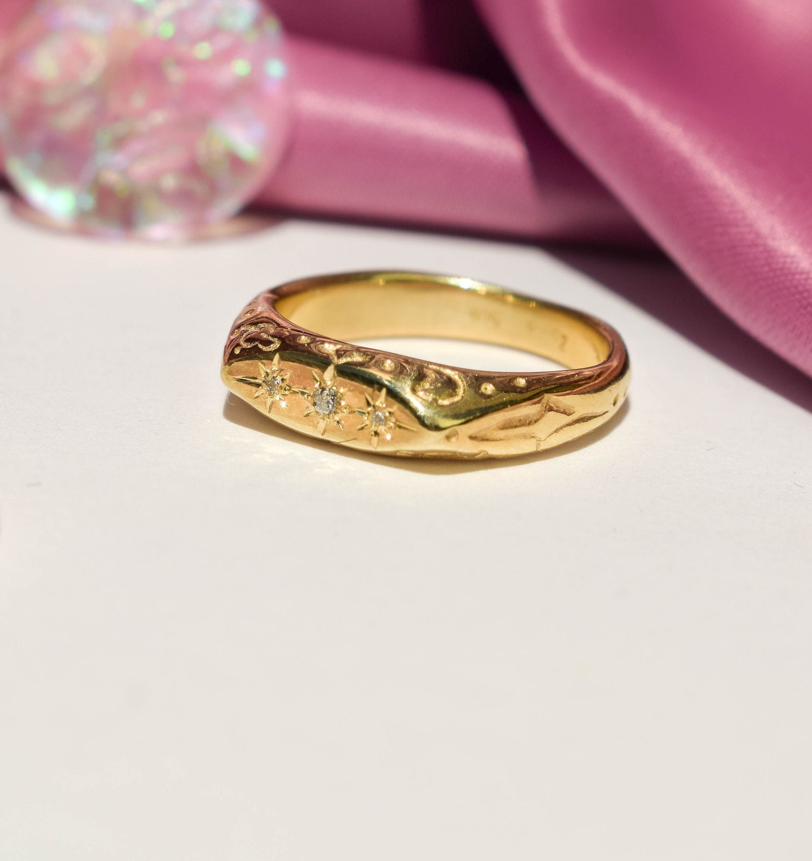 Gold Ring With Clear Crystals Stars Ring | Etsy