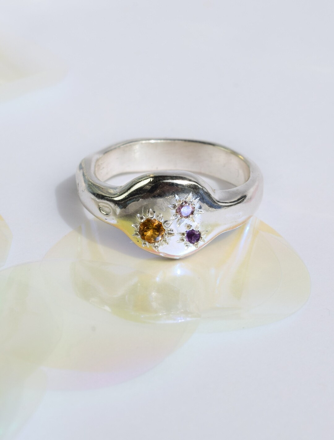 Multi Stone Sterling Silver Ring Handmade Ring With Stones - Etsy