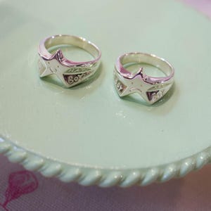 Star Signet Ring - Happy Cute Ring - Solid Silver Signet - Etsy