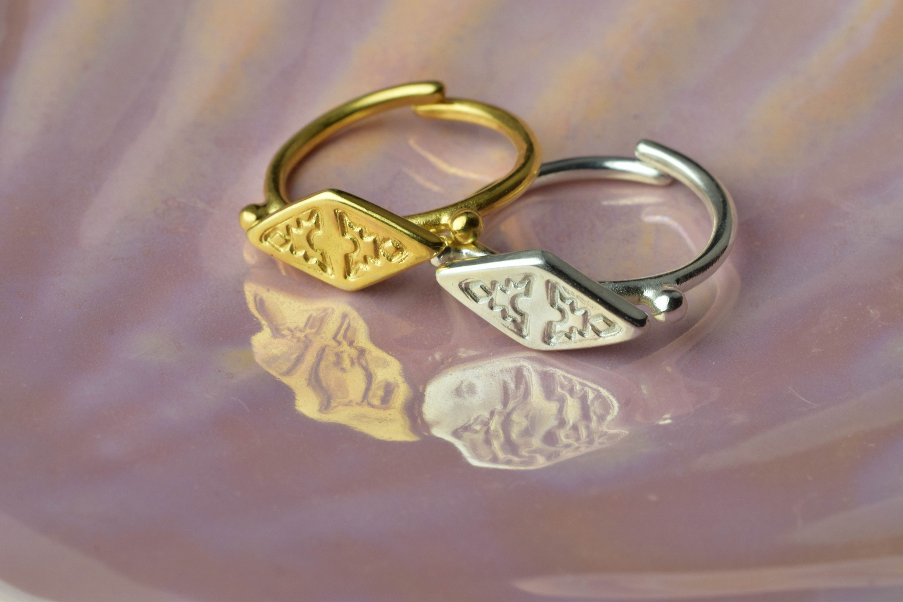 Gold plated rhombus ring adjustable dainty ring | Etsy