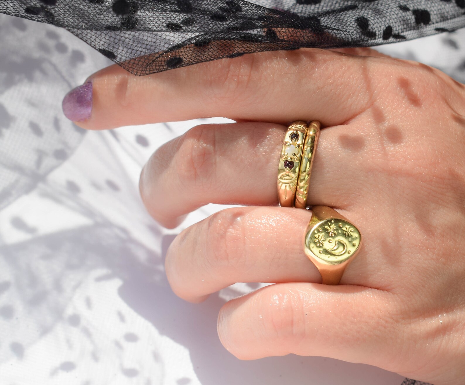Oval Night Sky Ring - Celestial Signet Ring - Etsy