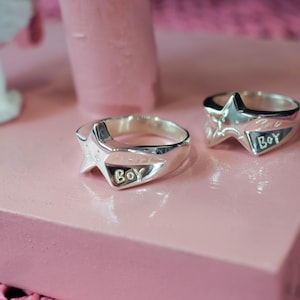 Star Signet Ring - Happy Cute Ring - Solid Silver Signet - Etsy