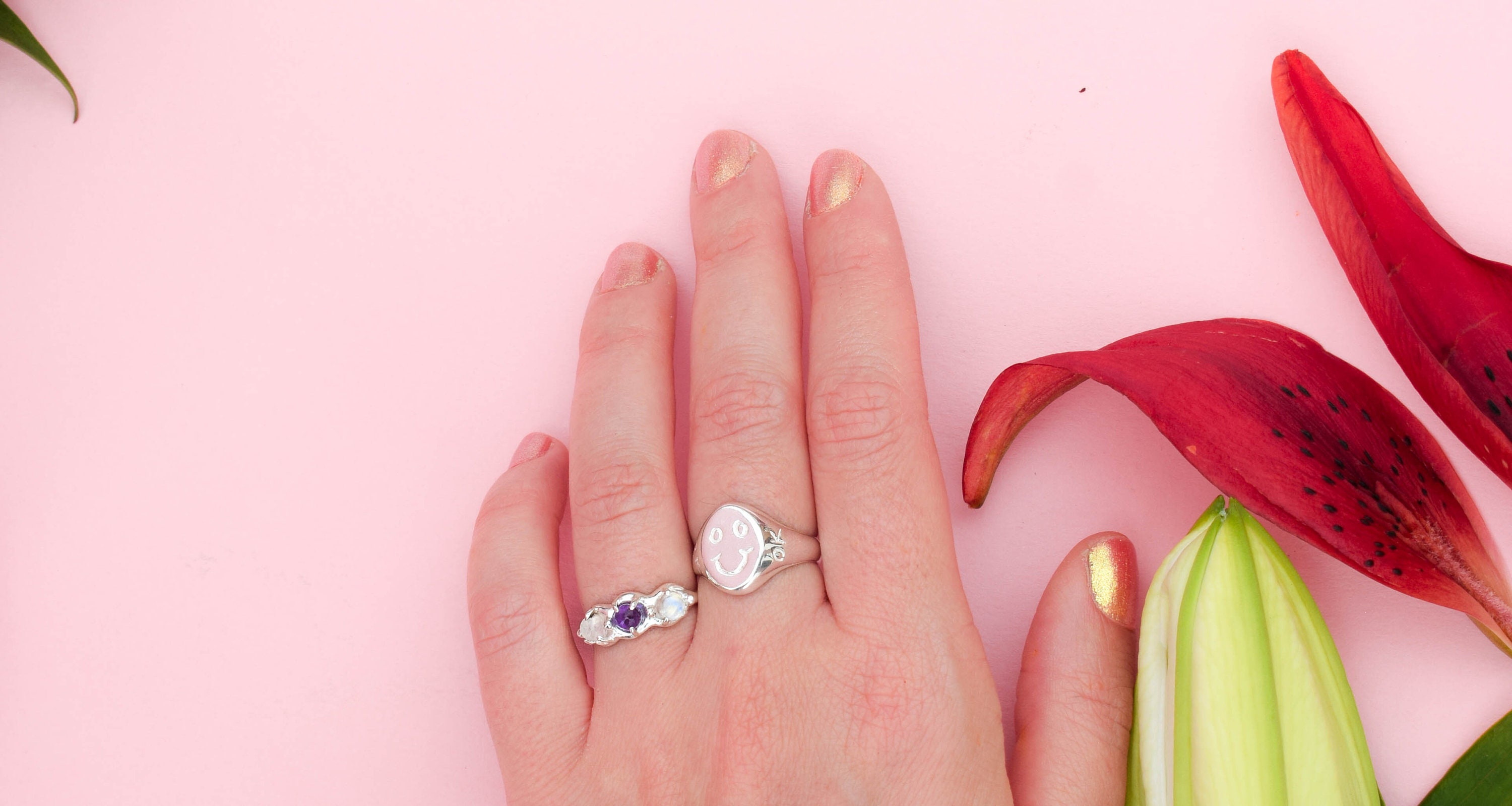 OK smile signet ring cute and simple silver signet ring | Etsy