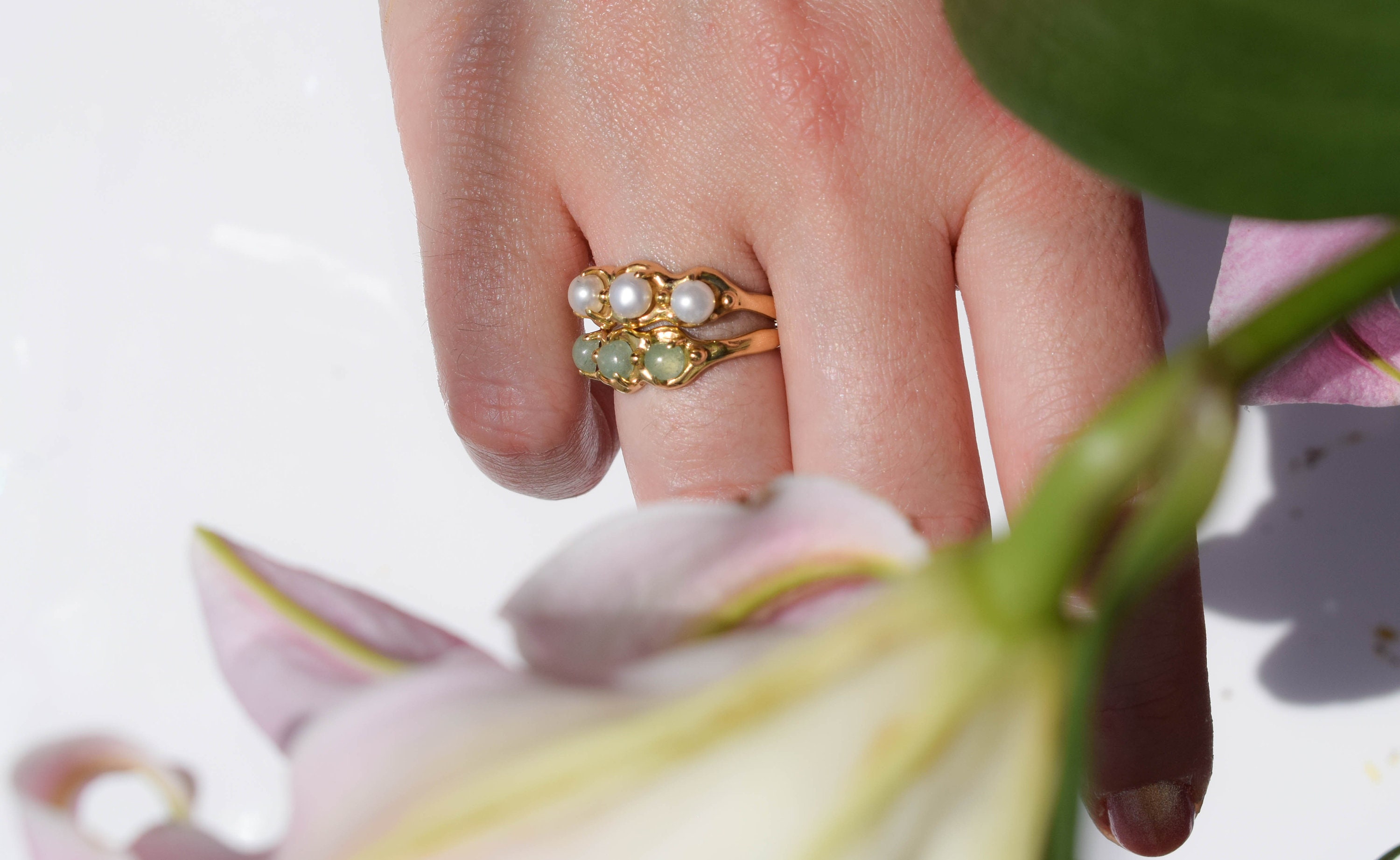 Simple Ring With Stones Minimalist Organic Ring | Etsy