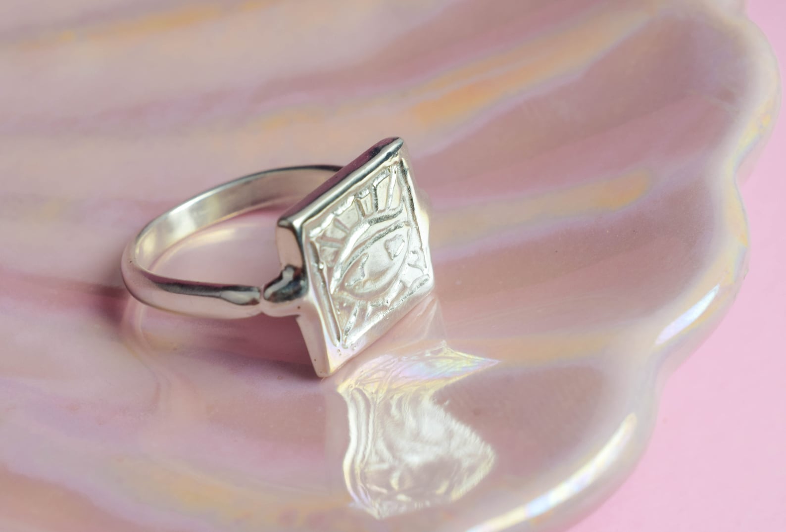 Evil Eye Square Ring - Vintage Style Silver Ring - Etsy