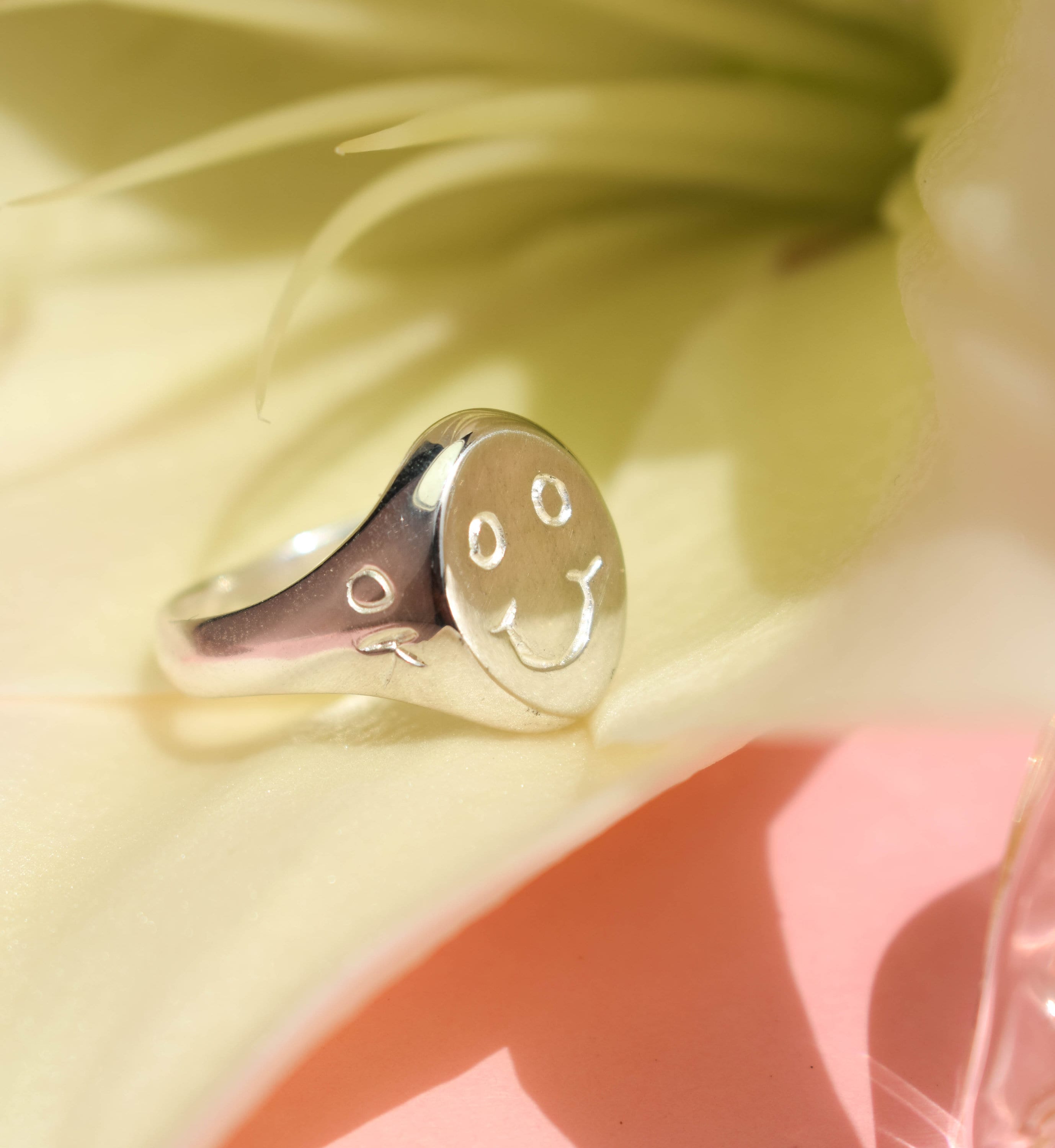 OK Smile Signet Ring Cute and Simple Silver Signet Ring - Etsy