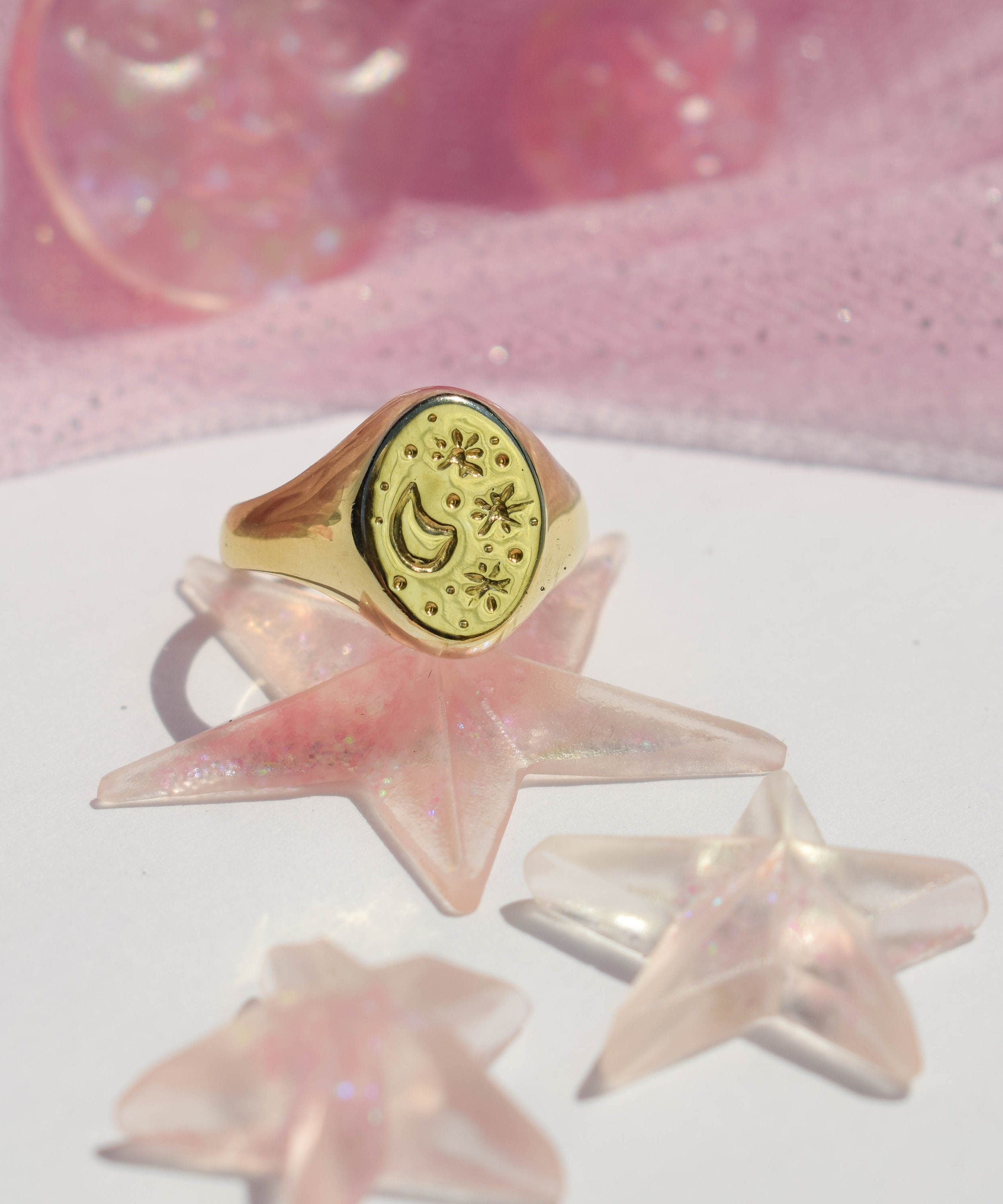 Oval Night Sky Ring Celestial Signet Ring | Etsy