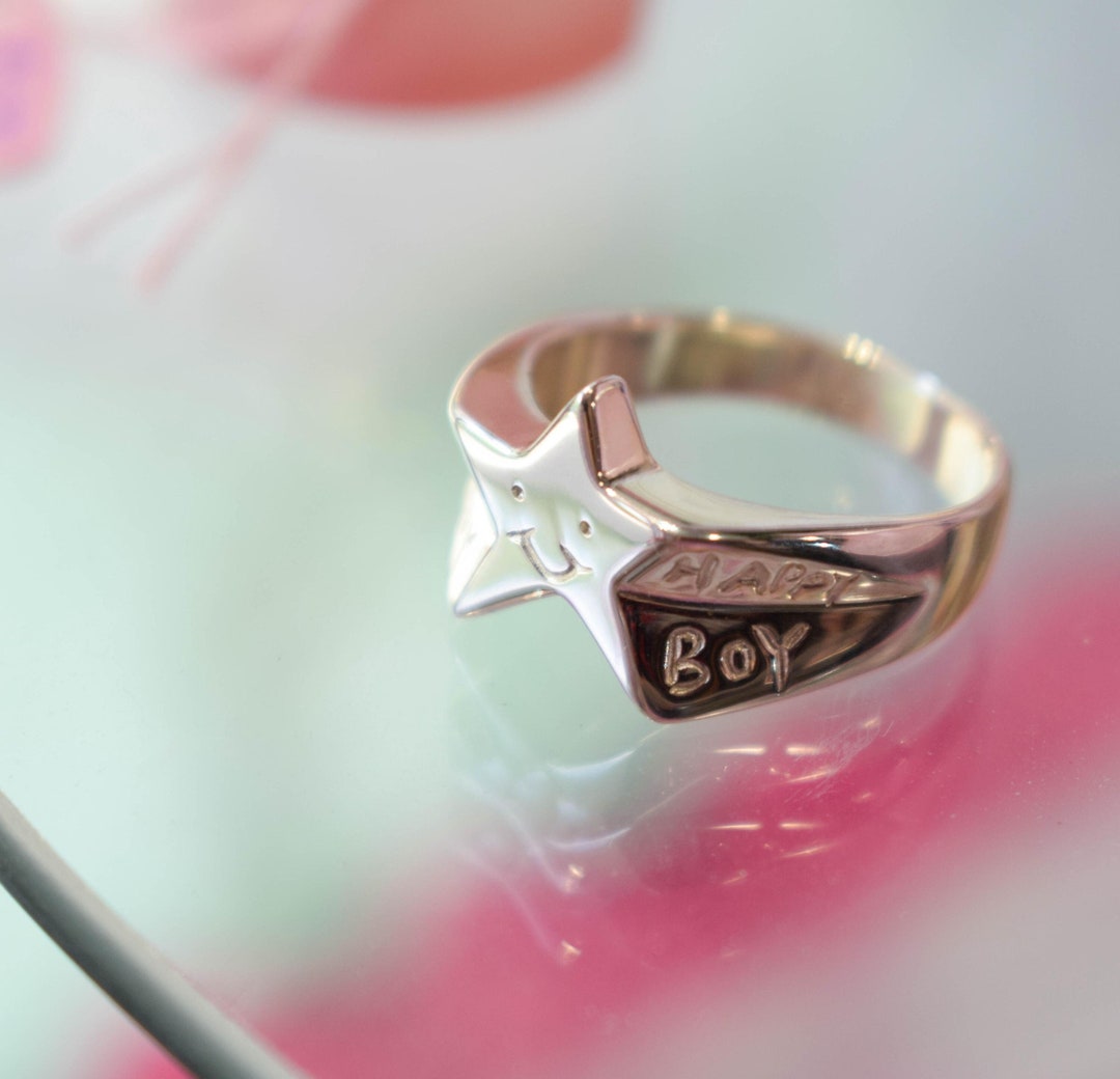 Star Signet Ring Happy Cute Ring Solid Silver Signet - Etsy