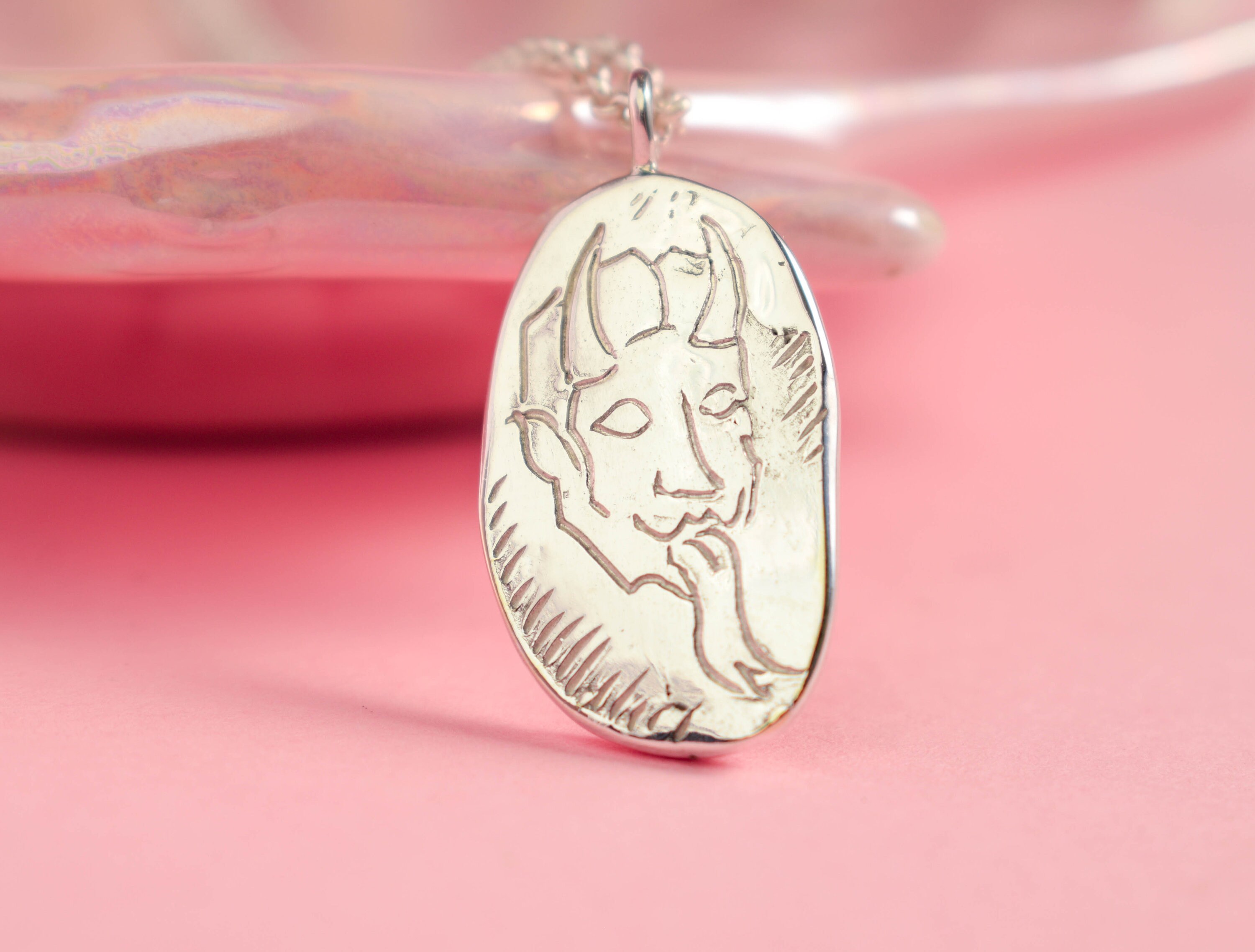 Devil necklace Satan necklace silver or gold plated | Etsy