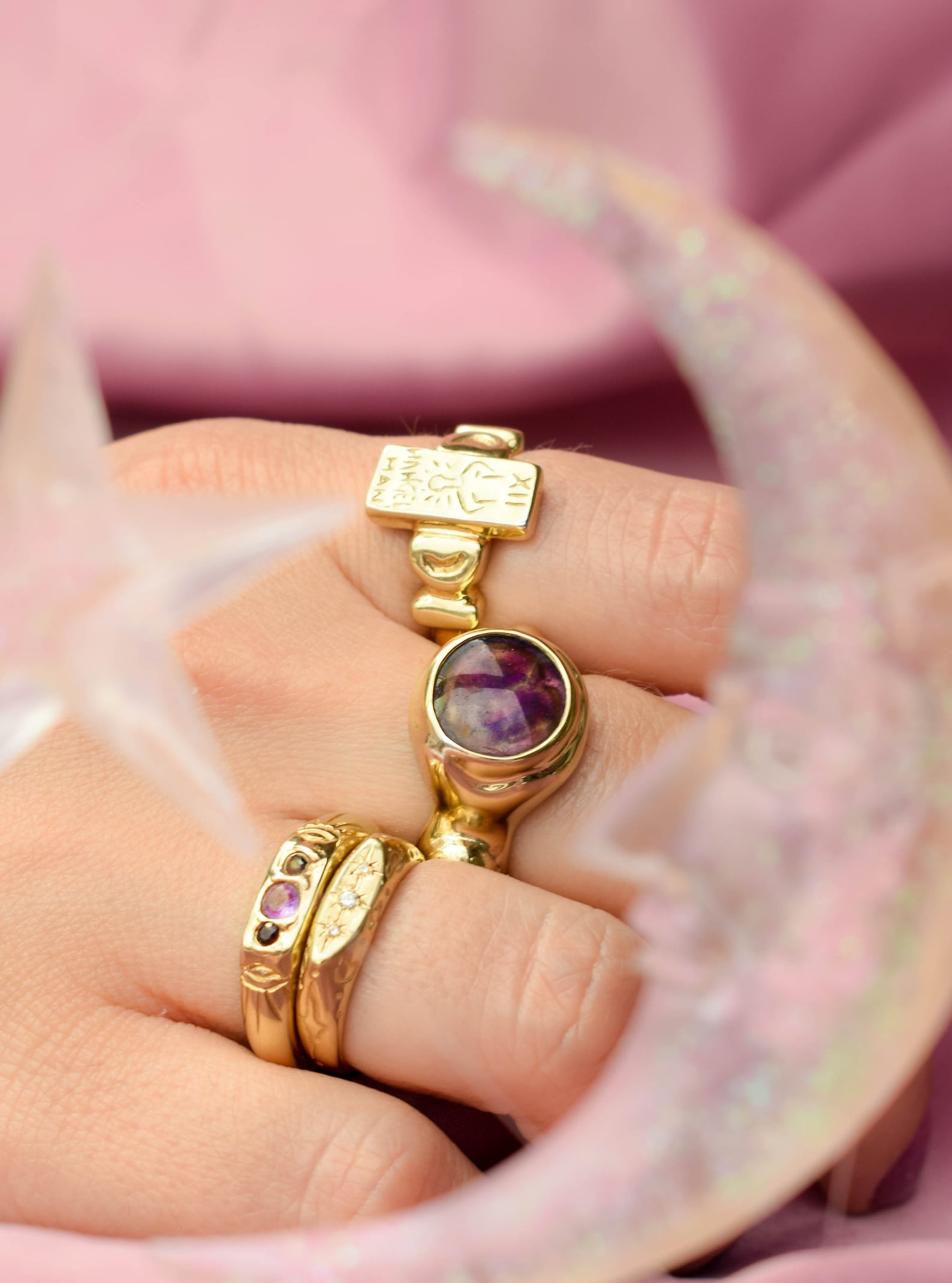 Gold Ring With Clear Crystals Stars Ring | Etsy