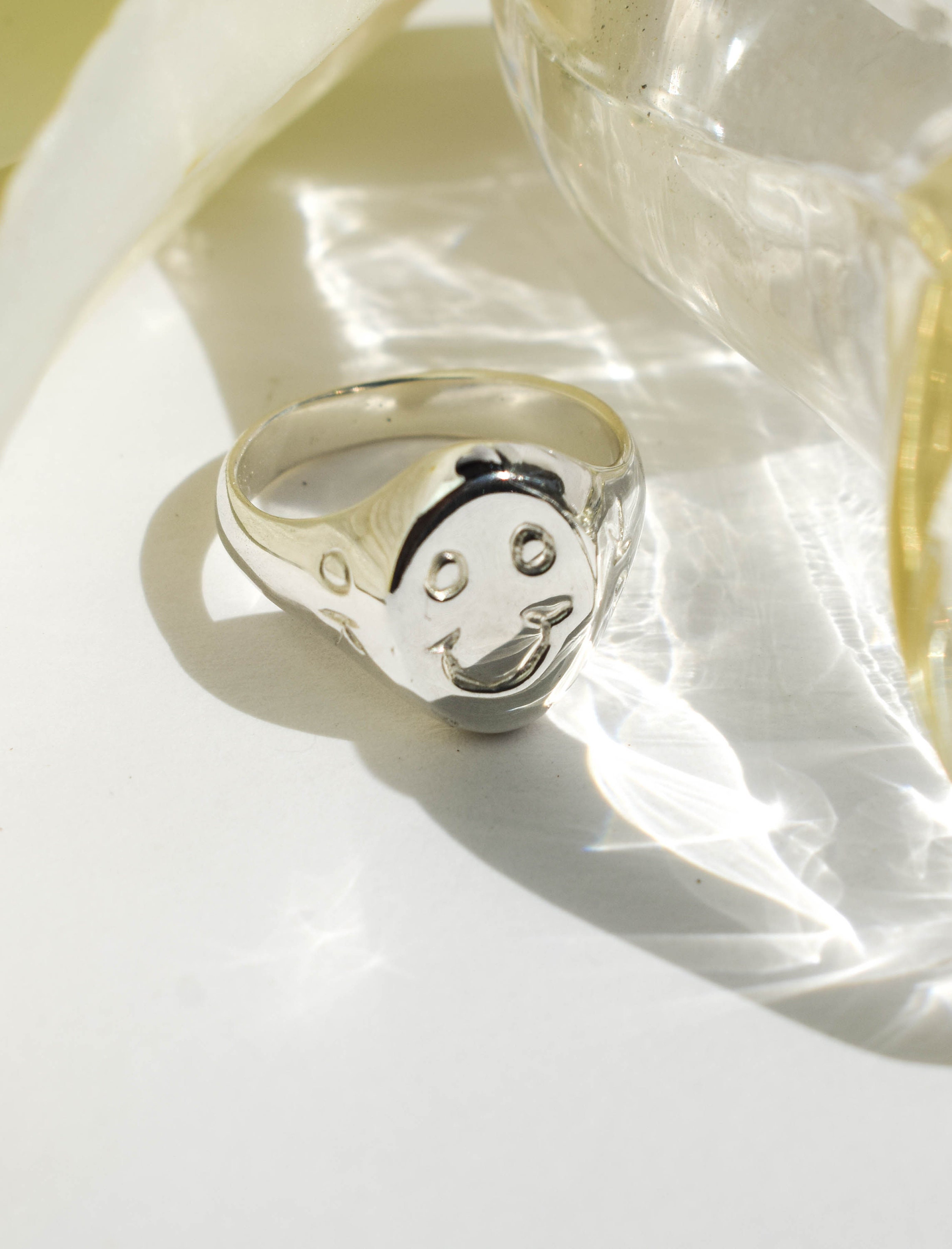 OK Smile Signet Ring Cute and Simple Silver Signet Ring | Etsy