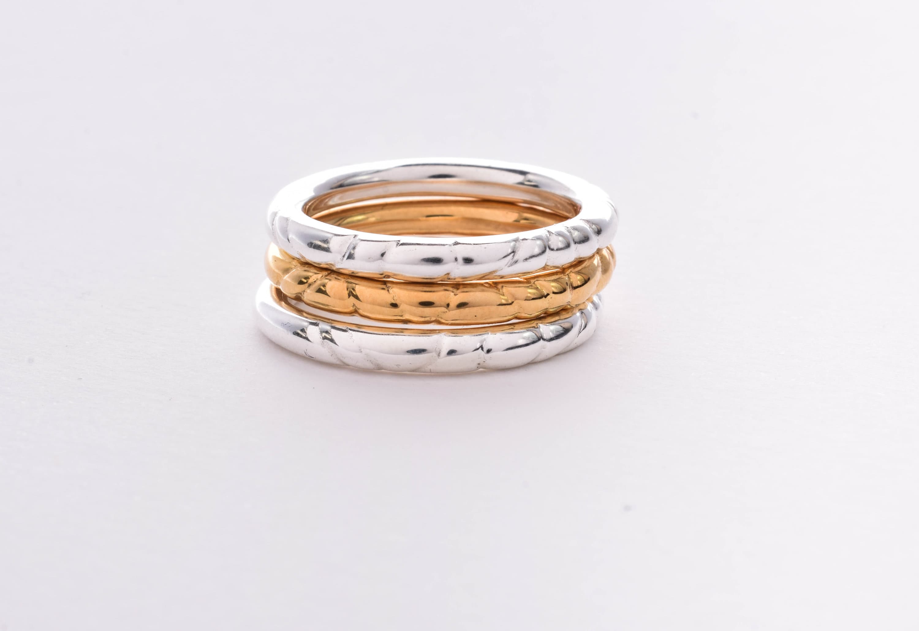 Set of three rings stacking rings mix metal silver and | Etsy