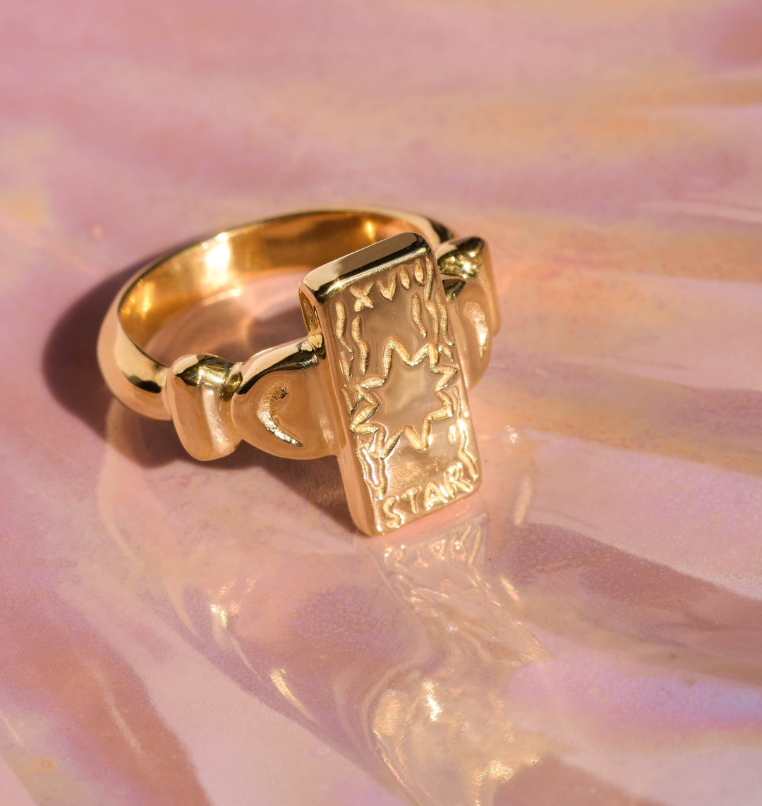 The Star Tarot Card Ring Gold Star Ring - Etsy