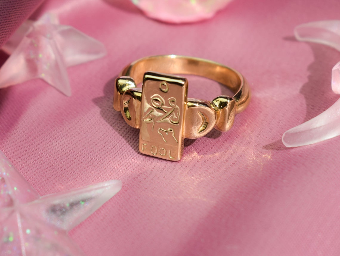 The Fool Tarot Card Ring Spiritual Gold Ring | Etsy