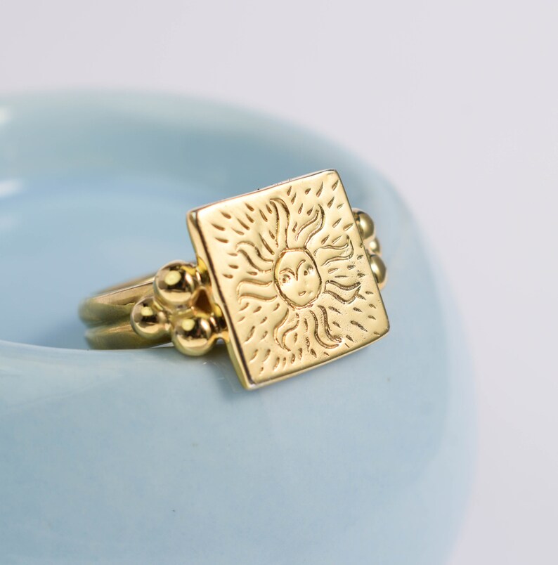 Sun Ring Square Solar Ring - Etsy