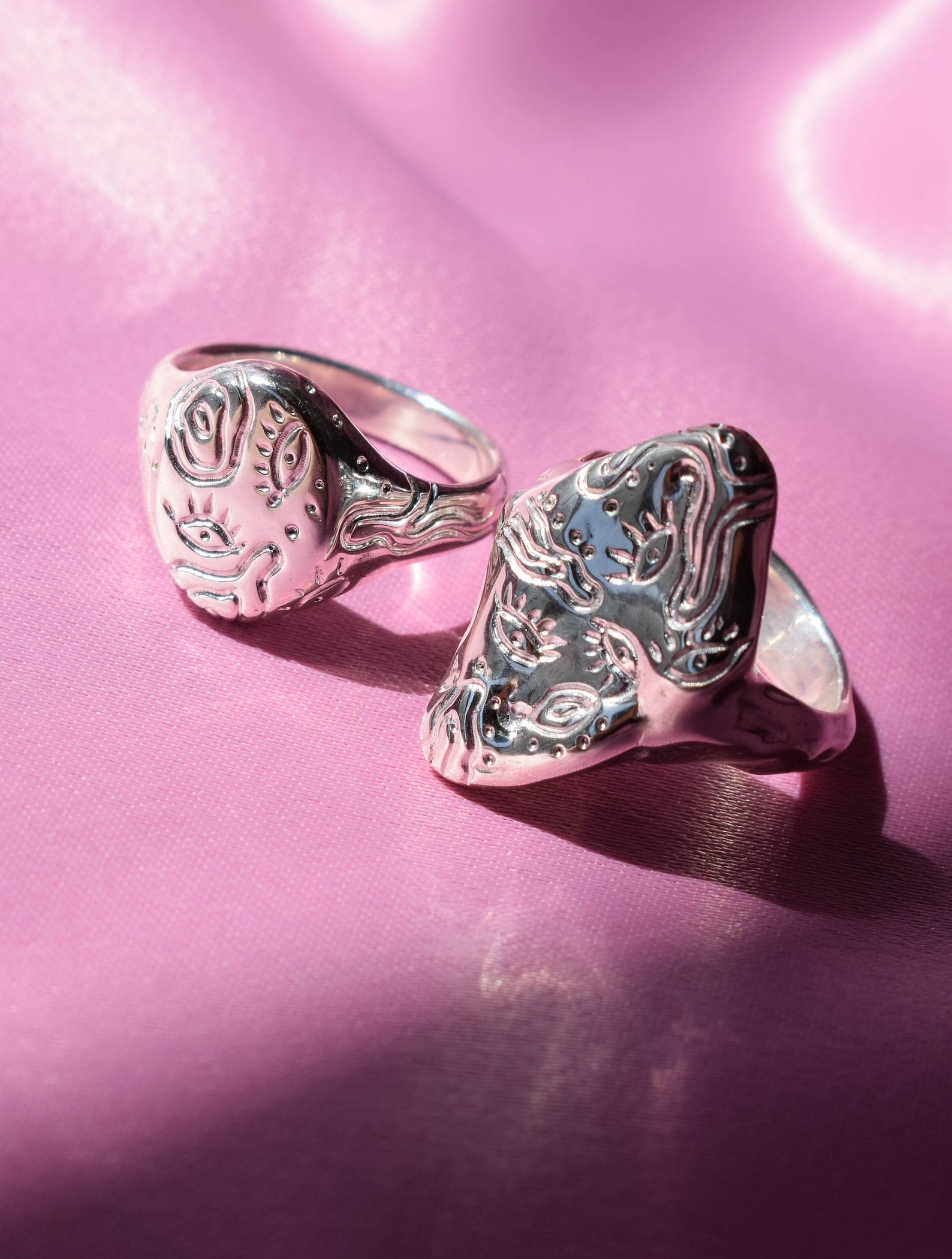 Silver Signet Ring Eyes Artsy Ring Unique Signet Ring - Etsy