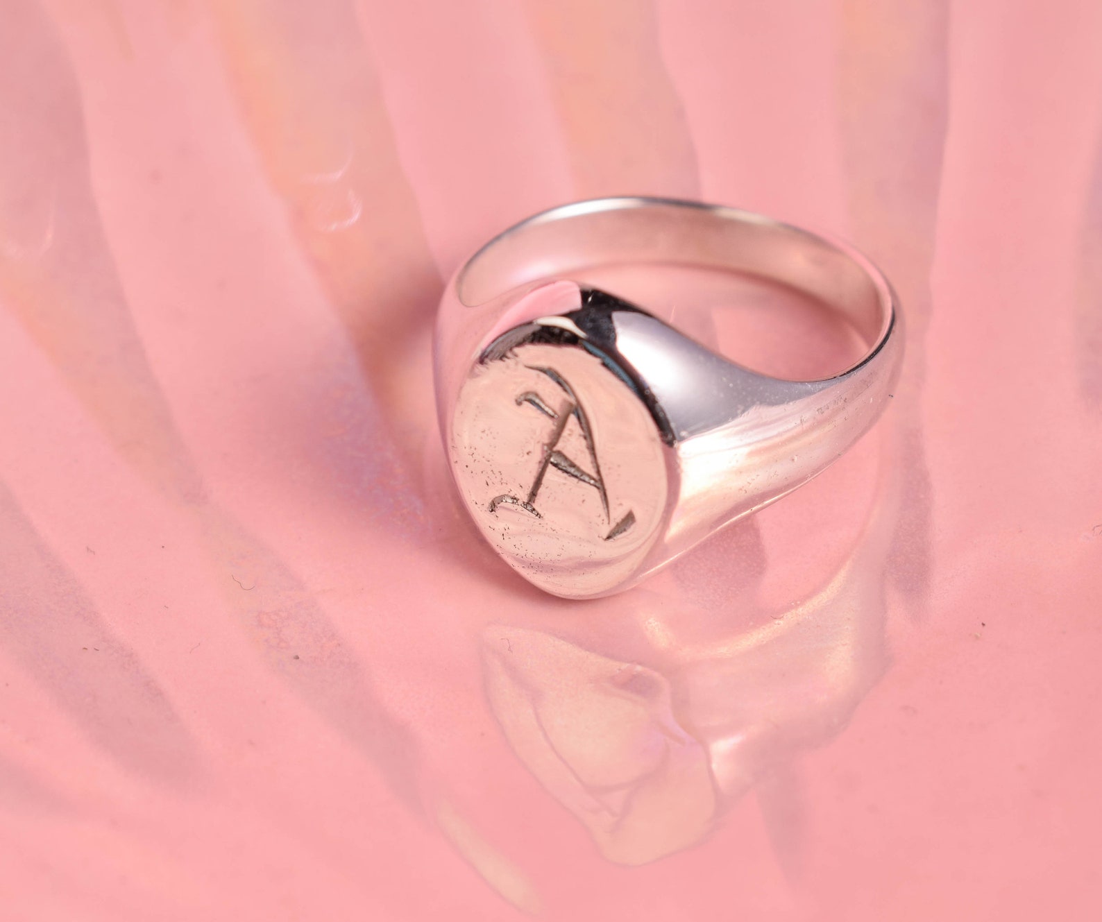 Oval Signet Ring With Hand Carved Initials in Old English Font - Etsy