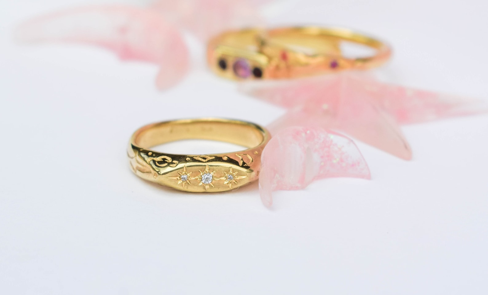 Gold Ring With Clear Crystals Stars Ring | Etsy