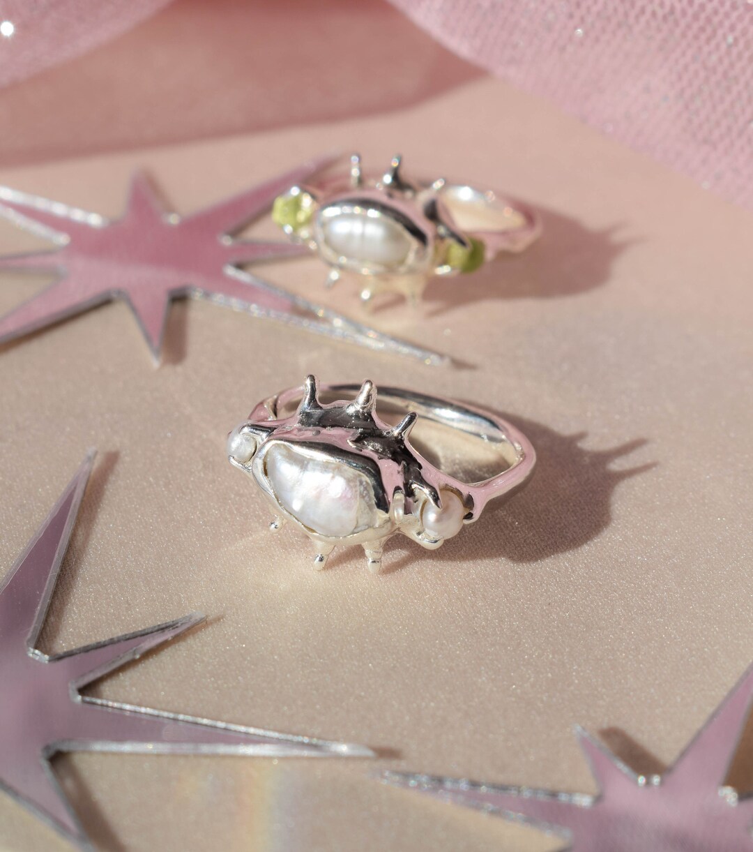 Raw Irregular Pearl Ring in Gold or Silver Tone Eclectic Ring - Etsy