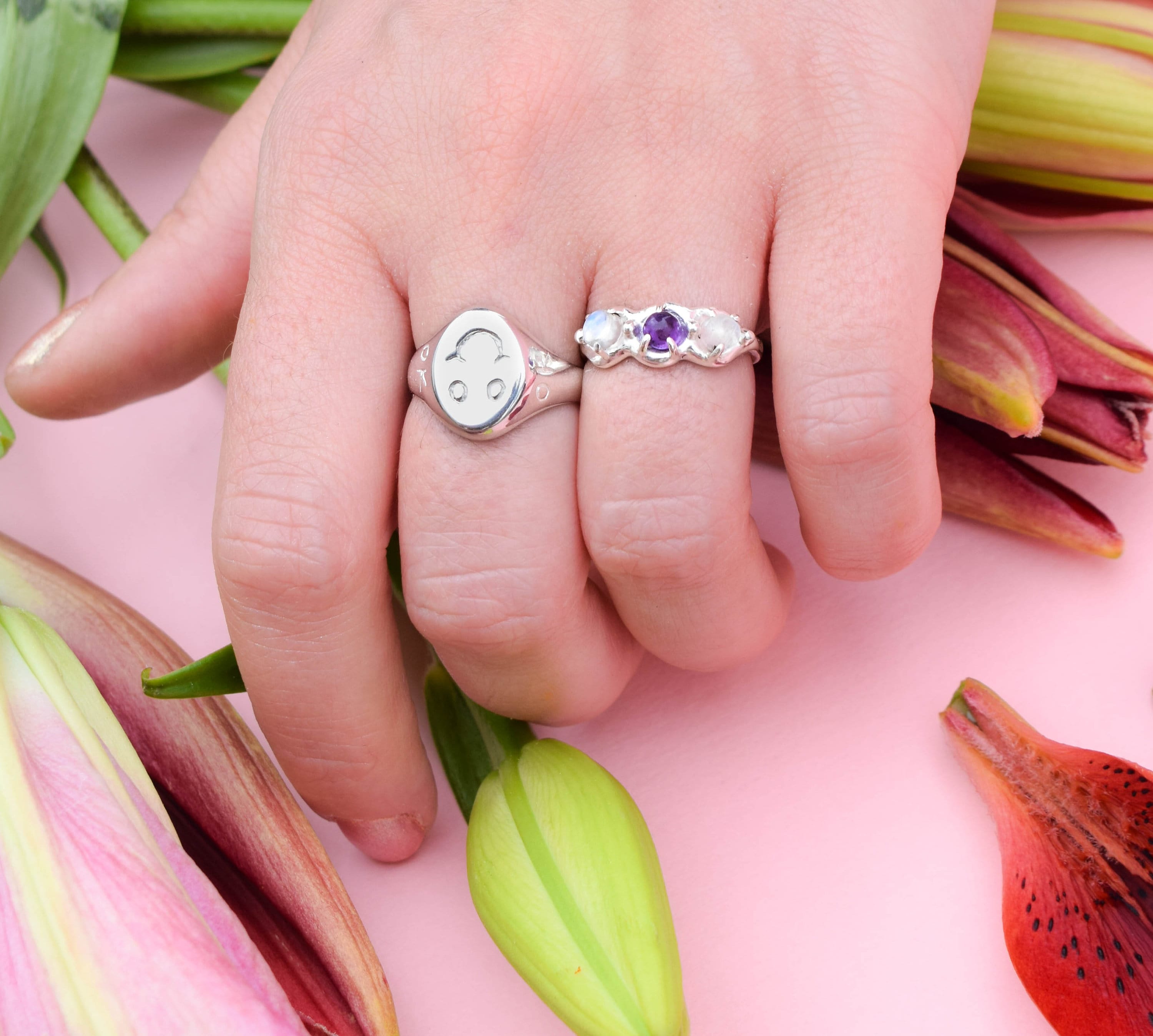 OK Smile Signet Ring Cute and Simple Silver Signet Ring | Etsy