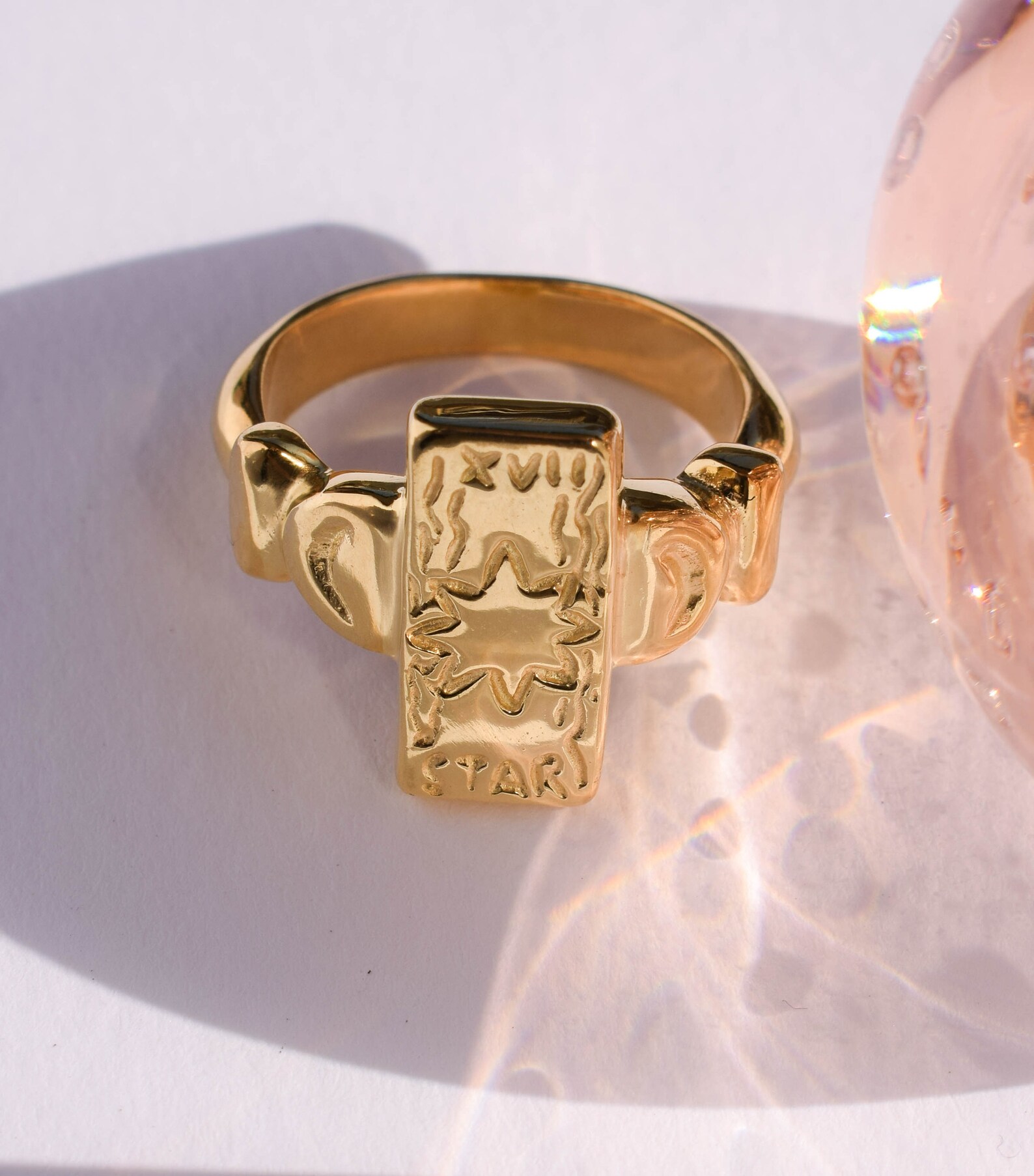 The Star Tarot Card Ring - Gold Star Ring - Etsy
