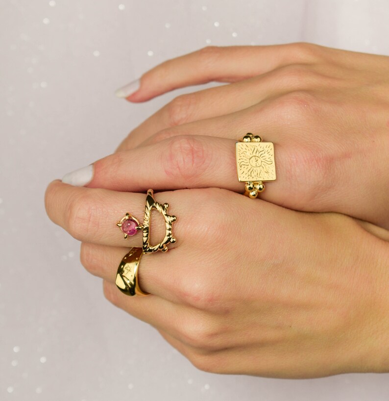 Sun Ring Square Solar Ring - Etsy